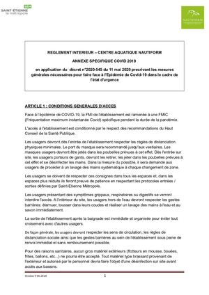 Calaméo - Réglement Intérieur Nautiform Piscine Annexe Covid