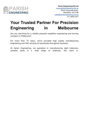 Calaméo - Your Trusted Partner For Precision Engineering In Melbourne