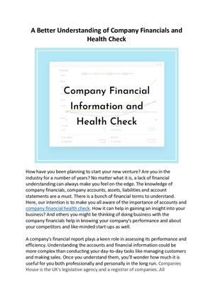 Calaméo - Company Financials And Health Check Using Financial Reports