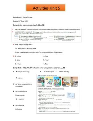 Calaméo - Actividades English 1 Unit 5