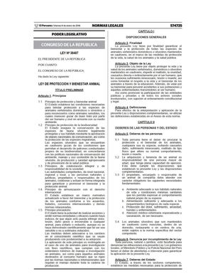 Calaméo - Ley 30407 Ley De Proteccion Y Bienestar Animal