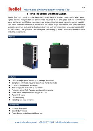 Calaméo - 4 Ports Industrial Ethernet Switch Datasheet