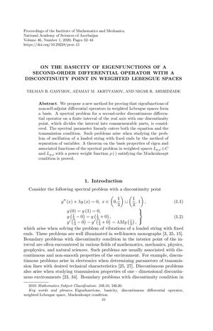 Calaméo - On the basicity of eigenfunctions of a second-order differential operator with a ...