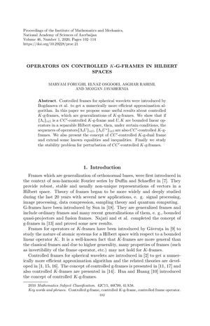 Calaméo - OPERATORS ON CONTROLLED K-G-FRAMES IN HILBERT SPACES