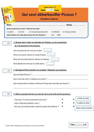 Calaméo - Qui Veut Débarbouiller Picasso_fiches de lecture