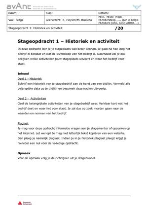 Calaméo - Stageopdracht 1 Historiek En Activiteit