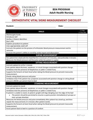 Calaméo - Orthostatic Vital Signs Measurement Checklist