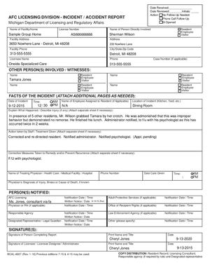Calaméo - Michigan Adult Foster Care Sample Incident Report