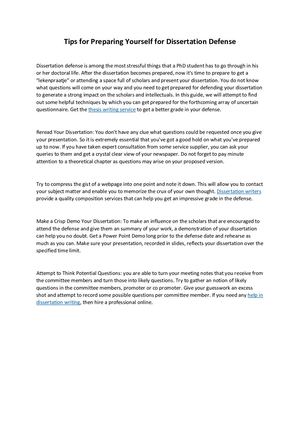 Calaméo - Tips For Preparing Yourself For Dissertation Defense