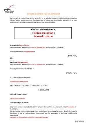 Calaméo - 1 7b Le Contrat De Partenariat - Exemple Type