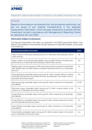 Calaméo - 2020 Australian Ethical Sustainability Report Limited Assurance