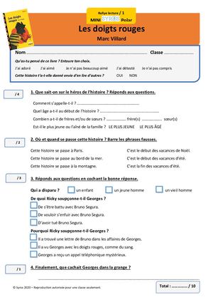 Calaméo - Fiches Rallye Lecture Les Doigts Rouges Niveaux 1 & 2