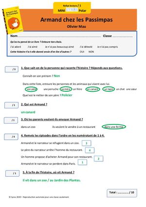 Calaméo - Fiches Rallye Lecture Corrigées Armand Chez Les Passimpas ...