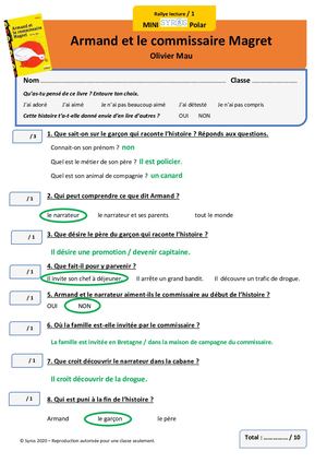 Calaméo - Fiches Rallye Lecture Corrigées Armand Et Le Commissaire ...