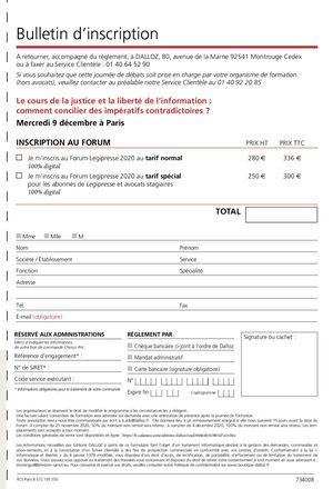 Calaméo - Bulletin D'inscription_Forum Legipresse 2020