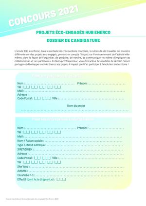 Calaméo - Dossier Formulaire Candidature Concours Projets éCo Engagés Hub Enerco 2021