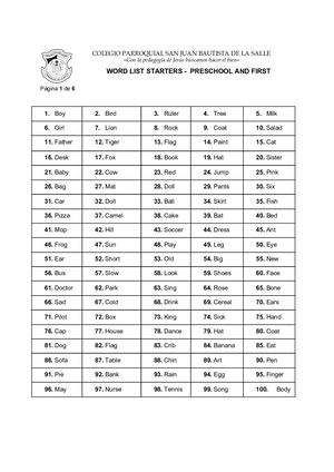 Calaméo - Word List By Levels