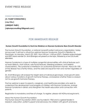 Calaméo - Human Growth Foundation to Host Live Webinar on Noonan ...