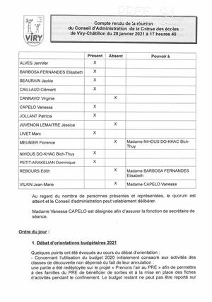 Calaméo - Compte rendu du conseil d'administration du 28 janvier 2021