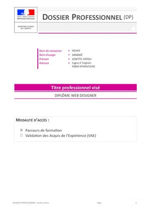 Calaméo - Dossier Professionnel Version Traitement De Texte (1)