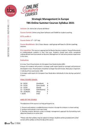 Calaméo - TBS Online Summer Courses 2021 Strategic Management Syllabus