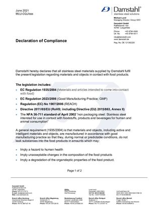 Calaméo - Damstahl Declaration of Compliance UK