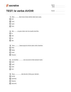 Calaméo - Quiz Test Le Verbe Avoir