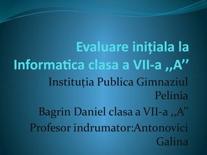Calaméo - Evaluare La Initiala Informatica Clasa A Vii A ,,A''