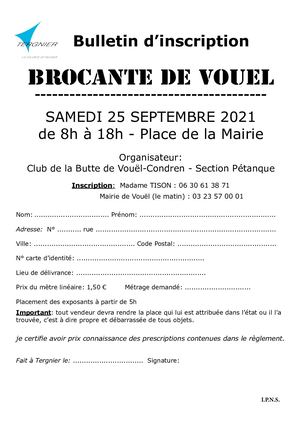 Calaméo - Fiche Inscription Brocante De Vouel 2021