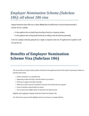 Calaméo - Employer Nomination Scheme (Subclass 186): all about 186 visa
