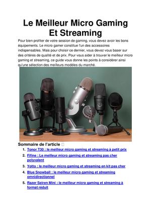 Calaméo - Guide pour connaitre le meilleur micro Gaming et Streaming.