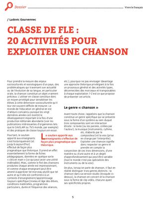 Calaméo - Classe De Fle 1 Chanson En 20 Activites