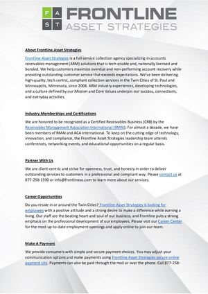 Calaméo - Frontline Asset Strategies Company Information