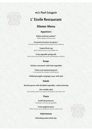Calaméo - New Dinner Menu L' Etoile Day 1 English