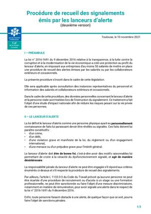 Calaméo - Procédure de recueil des signalements émis par les lanceurs d’alerte