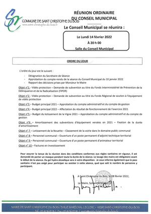 Calaméo - Ordre Du Jour Conseil Municipal 14 Février 2022