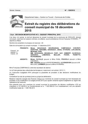 Calaméo - Crolles Deliberation 128 2015 12 D Cision Modificative N 02 Budget Principal 2015 Ma