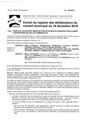 Calaméo - Crolles Deliberation 126 2016 12 Tarifs De Location Et Montant Des Retenues De ...