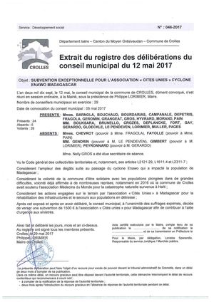 Calaméo - Crolles Deliberation 46 2017 5 Subvention Exceptionnelle Pour L Association Cities ...
