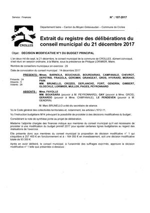 Calaméo - Crolles Deliberation 107 2017 12 D Cision Modificative N1 Du Budget Municipal