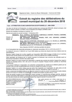 Calaméo - Crolles Deliberation 101 2018 12 Attribution D Une Subvention Exceptionnelle Ama Diem