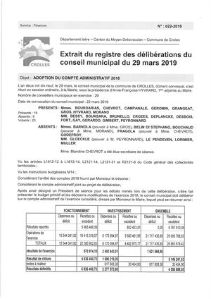 Calaméo - Crolles Deliberation 22 2019 3 Adoption Du Compte Administratif 2018