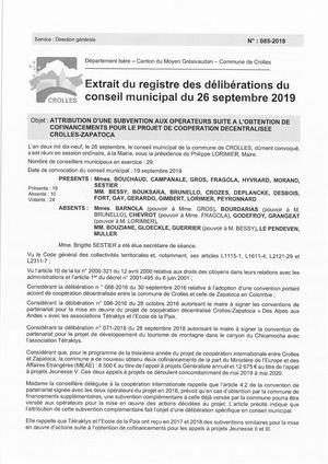 Calaméo - Crolles Deliberation 85 2019 9 Reversement Subvention Meae Coop Ration Internationale