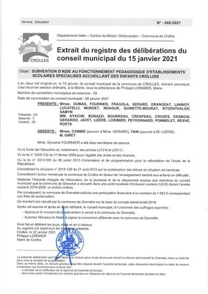 Calaméo - Crolles Deliberation 2 2021 1 Subvention Ext Ulis