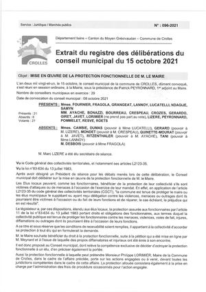 Calaméo - Crolles Deliberation 96 2021 10 Protection Fonctionnelle Pl