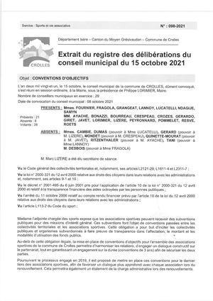 Calaméo - Crolles Deliberation 98 2021 10 Conventions D Objectifs