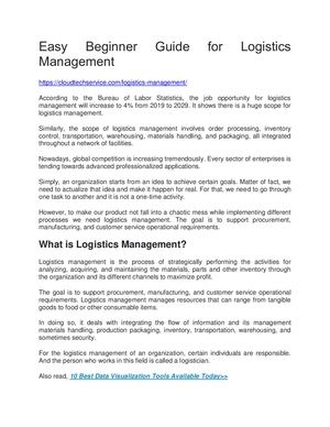 Calaméo - Easy Beginner Guide For Logistics Management