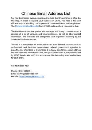 Calaméo - Chinese Email Address List