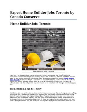 Calaméo - Authentic Home Builder Jobs Toronto by Canada Conserve