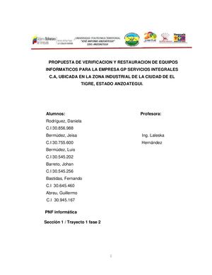 Calaméo - Propuesta De Verificacion Y Restauracion De Equipos Informaticos Para La Empresa Gp ...